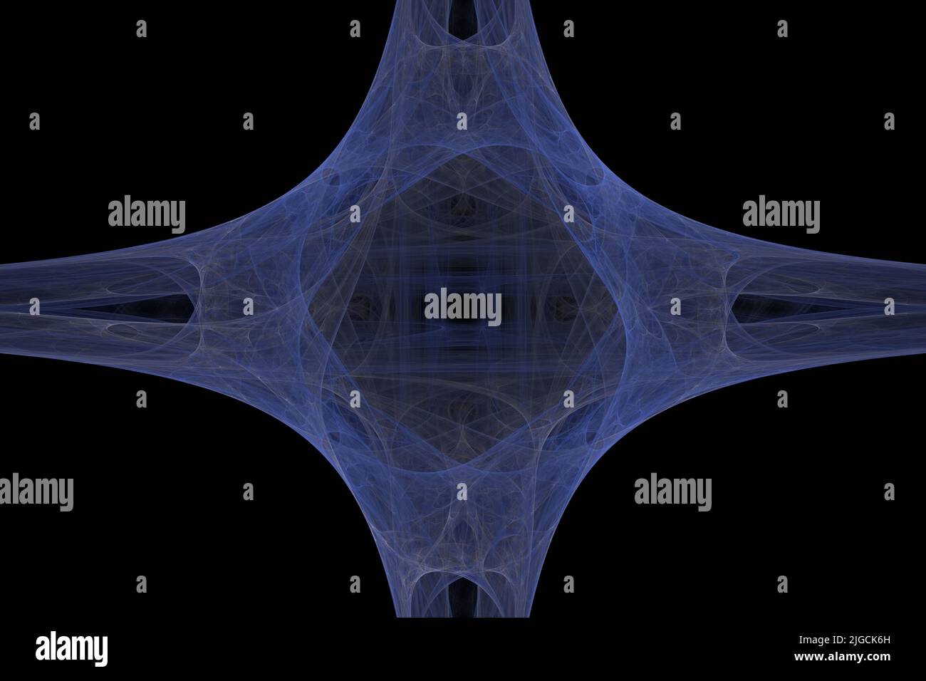 Digital Render Fractal showing rotational symmetry and flowing blue ...