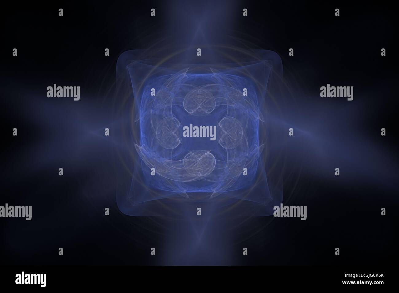 Digital Render Fractal showing rotational symmetry and flowing blue ...