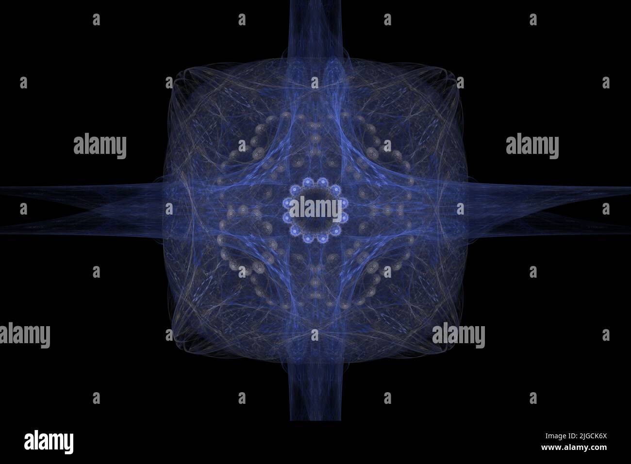 Digital Render Fractal showing rotational symmetry and flowing blue ...