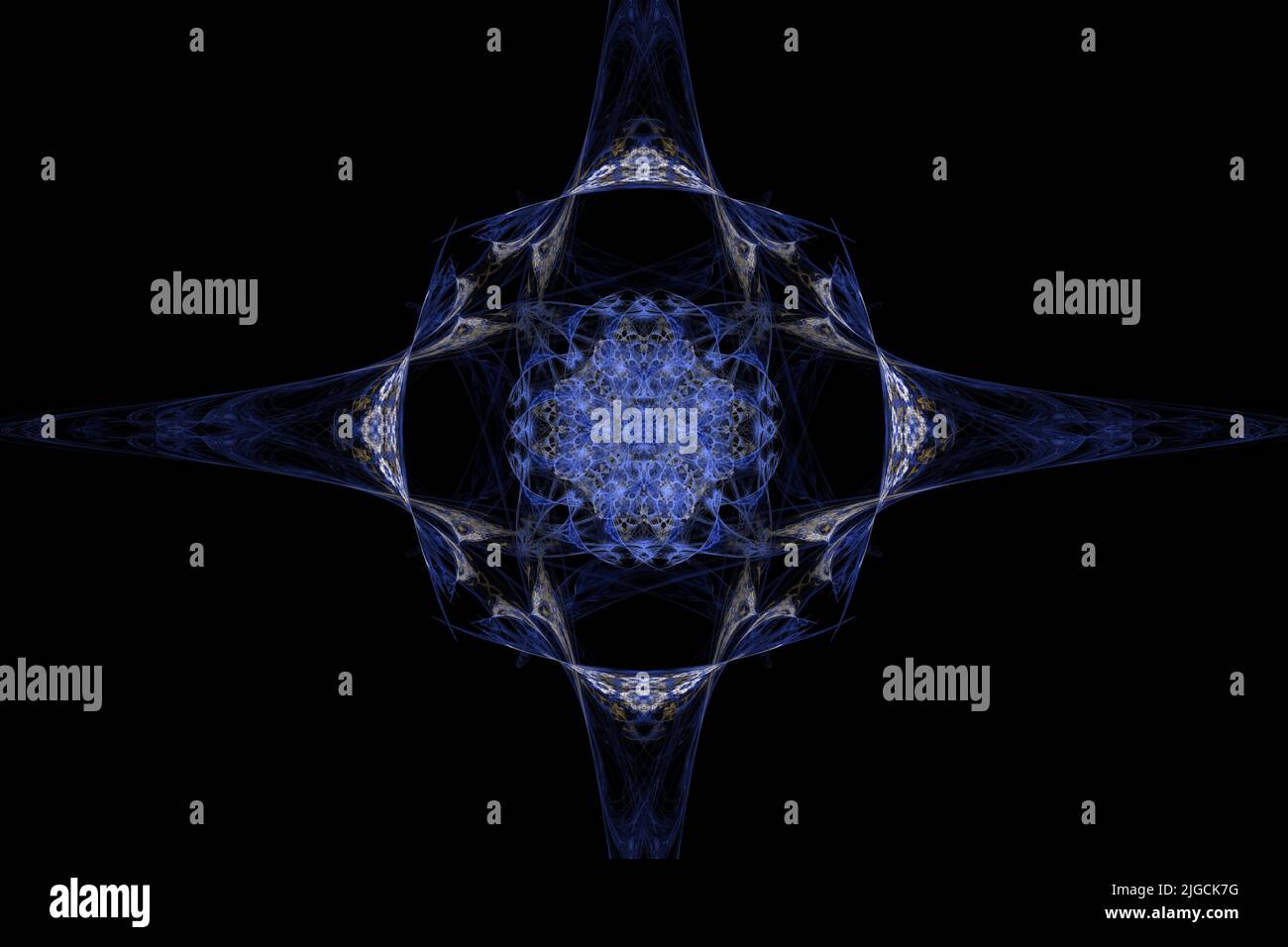 Digital Render Fractal showing rotational symmetry and flowing blue ...