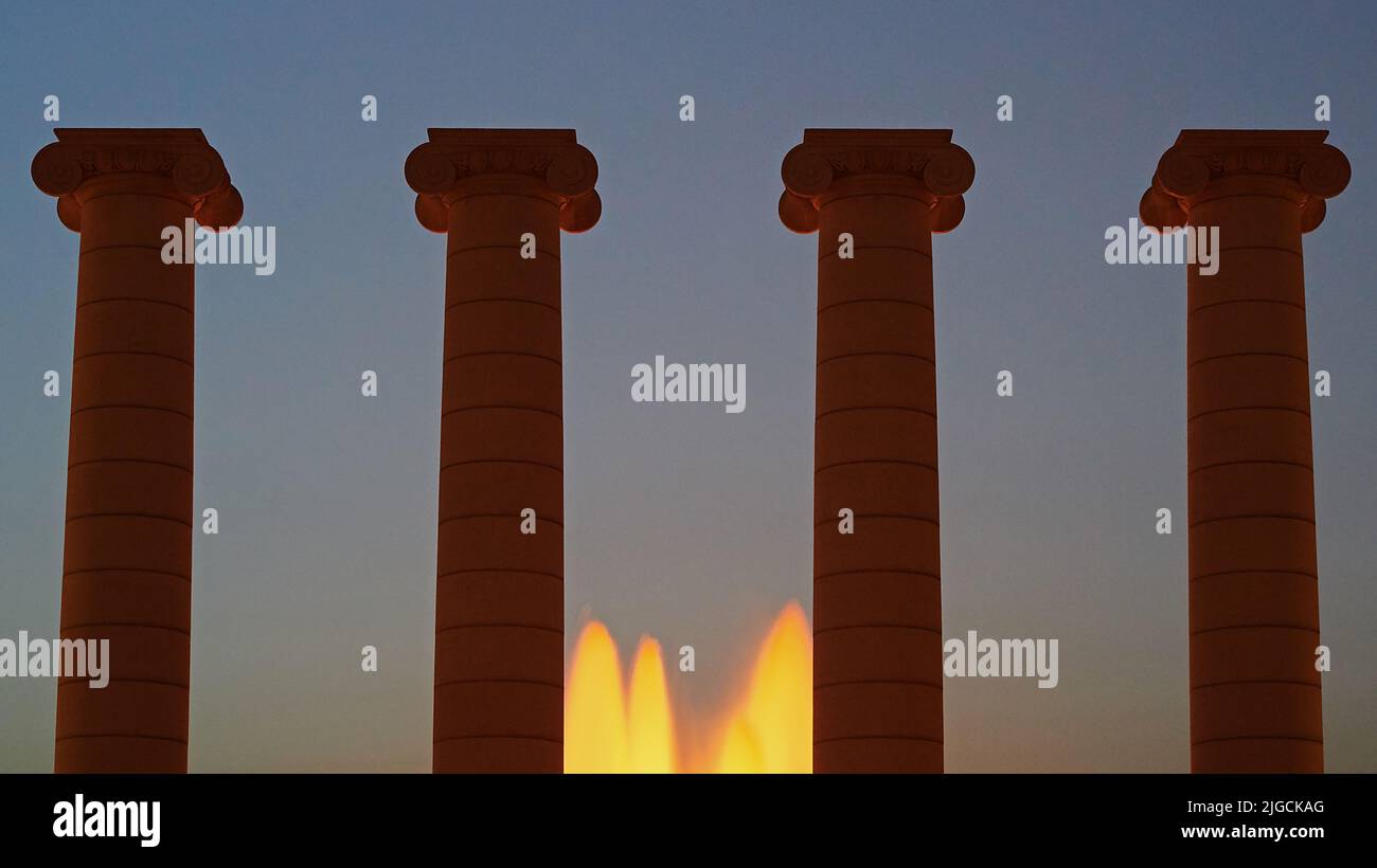 The Magical Fountains and the Four Pillars in the city centre o ...
