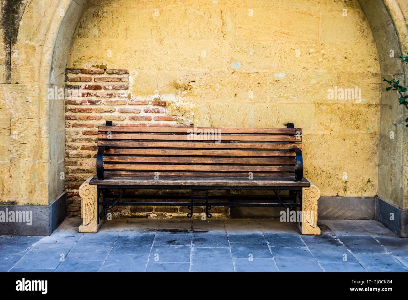 Old park bench in Tbilisi city centre, Georgia Stock Photo - Alamy