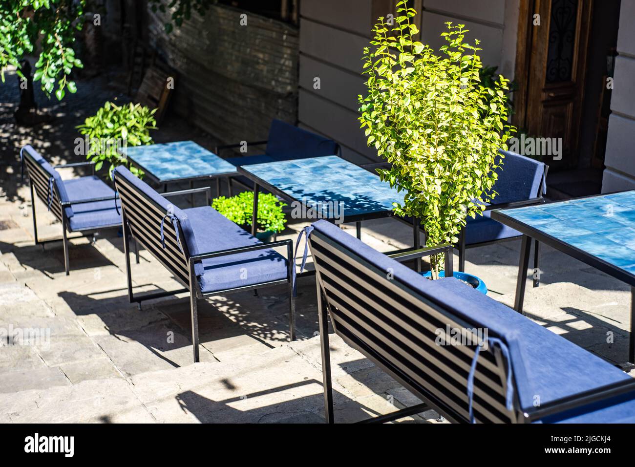 Street cafe in Old town of Tbilisi, capital city of Georgia Stock Photo ...