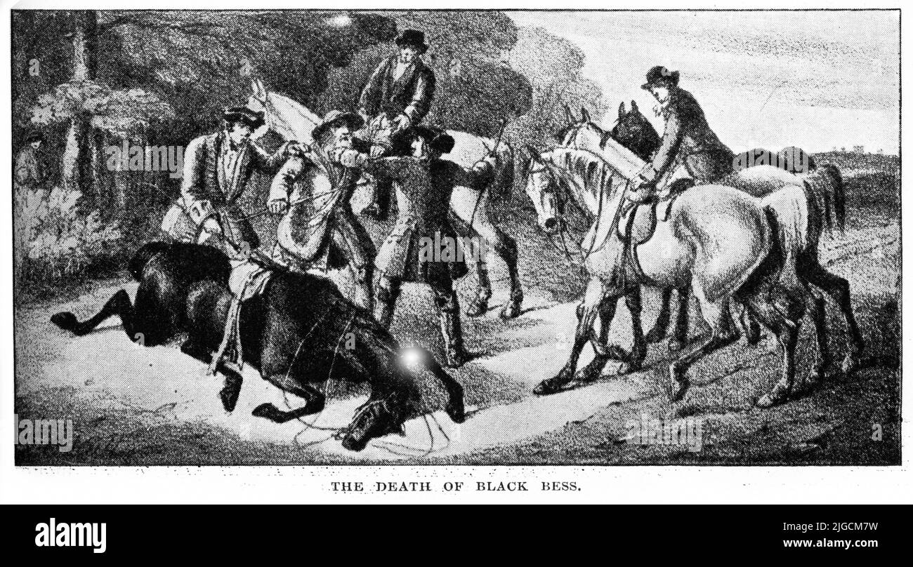 The death of Black Bess, the horse used by highwayman Dick Turpin Stock ...