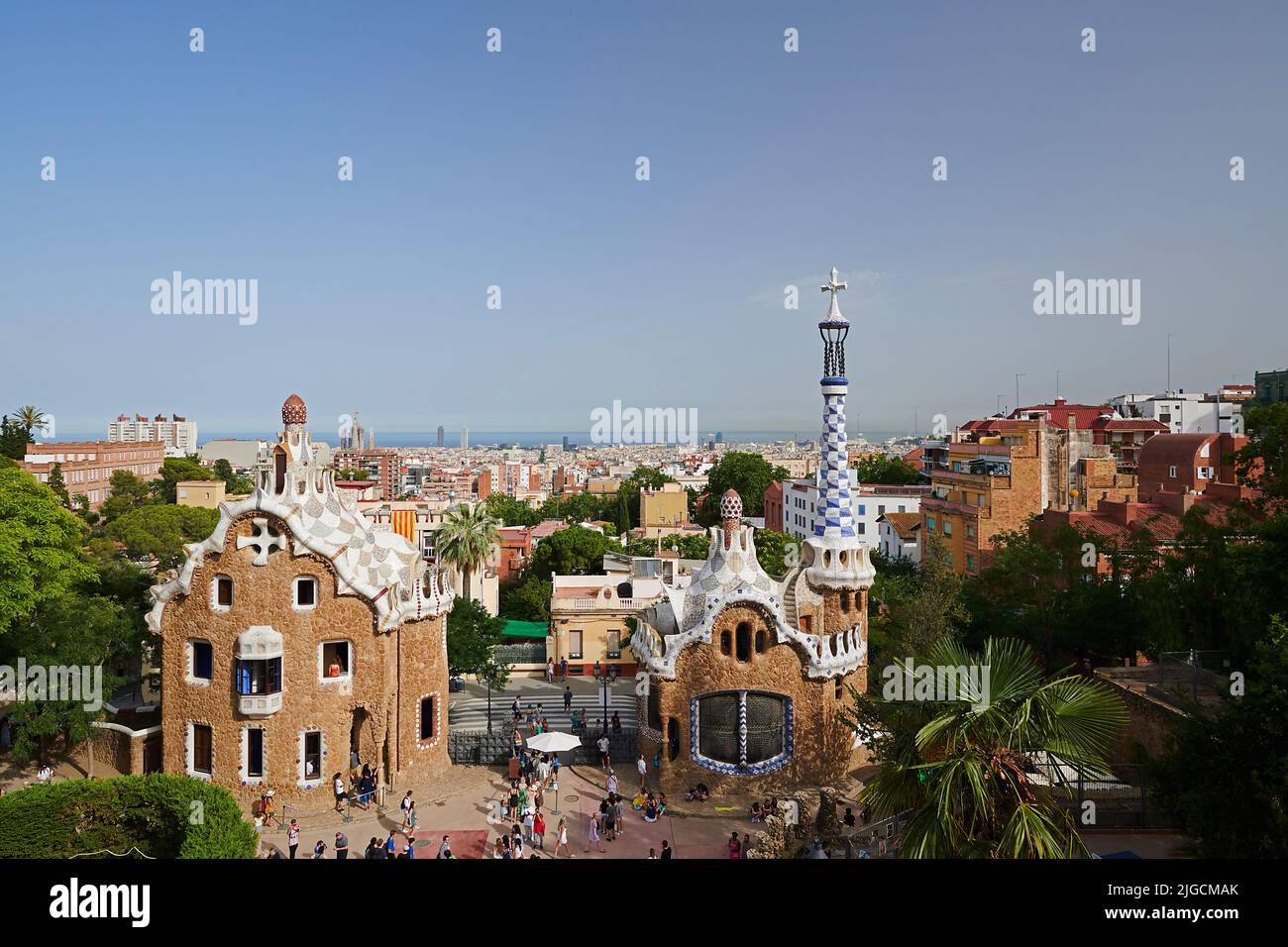 The famous Park Guell by architect Anthoni Gaudi in the city centre of ...