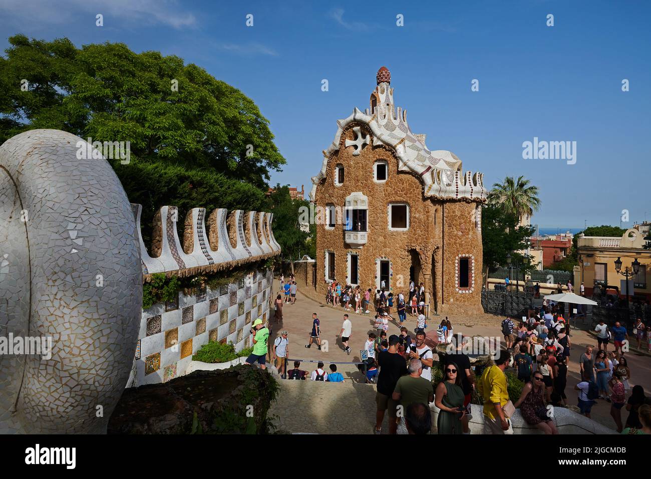 The famous Park Guell by architect Anthoni Gaudi in the city centre of ...