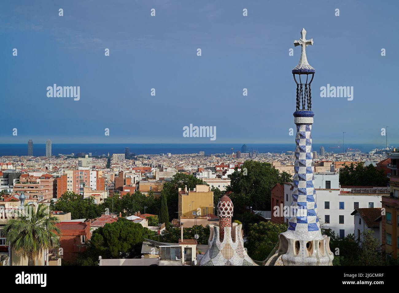 The famous Park Guell by artist Gaudi in the city centre of Barcelona ...
