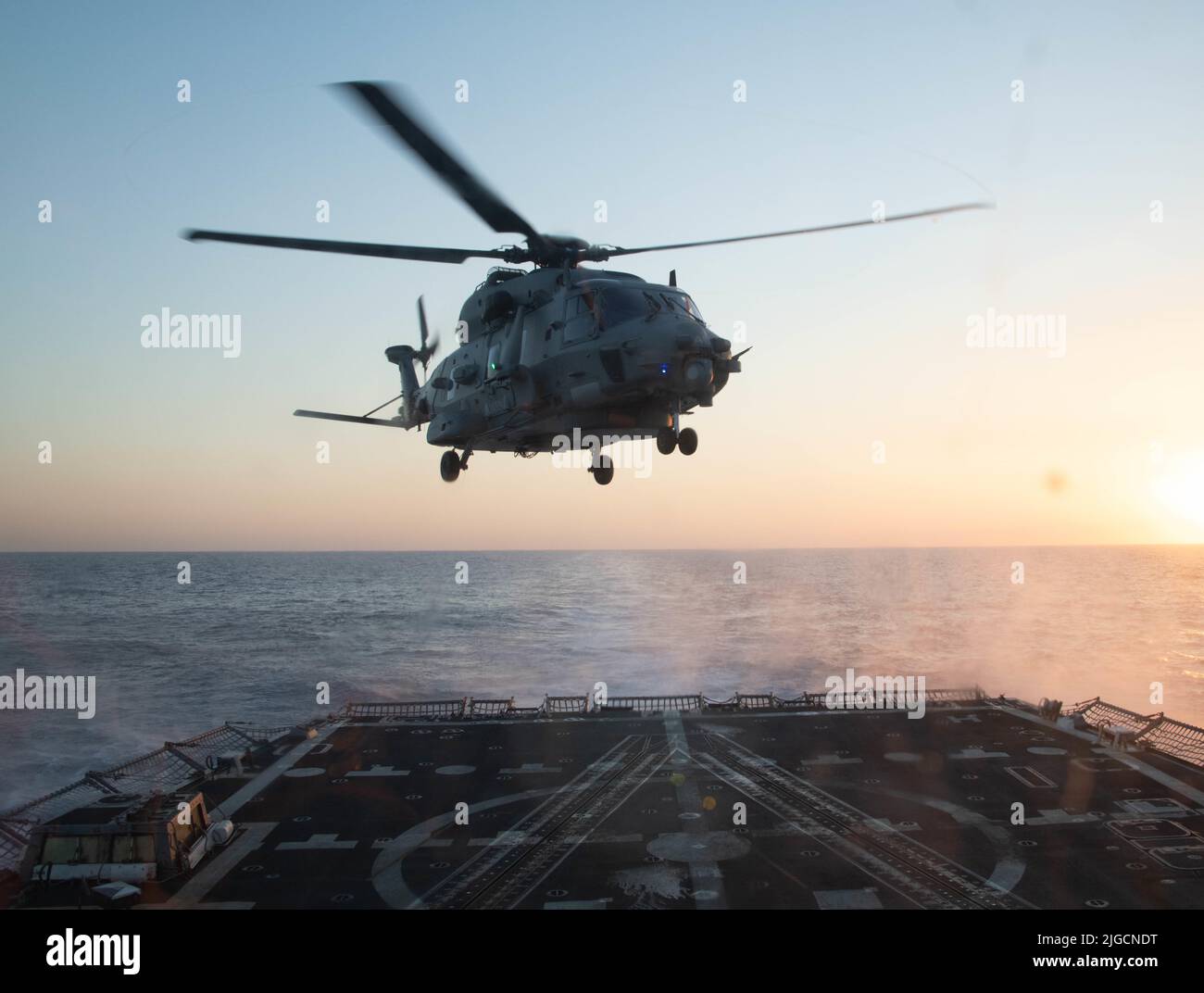 220705-N-DH616-0007 MEDITERRANEAN SEA (July 5, 2022 A NH90 helicopter of the Italian Navy lands ...