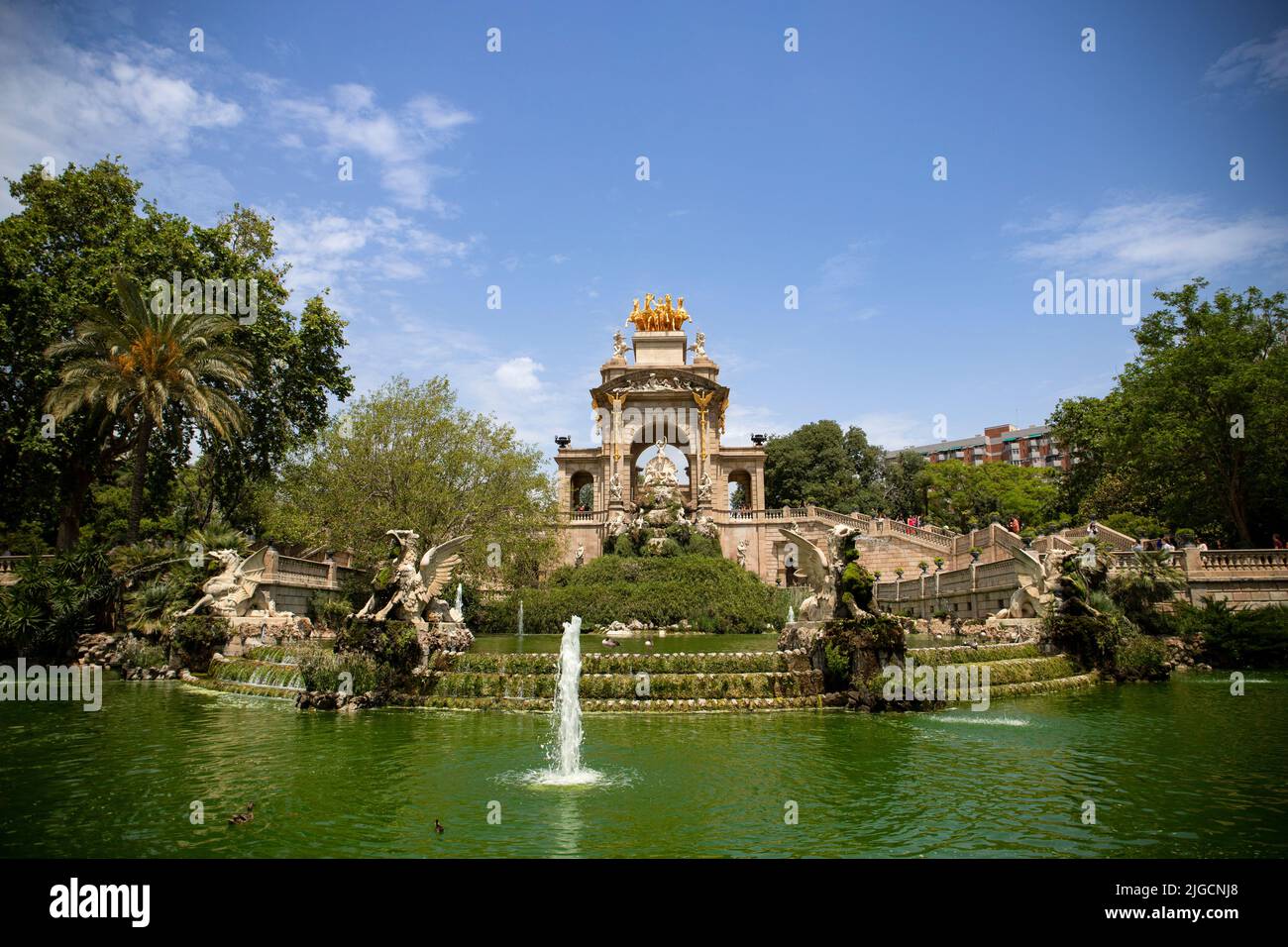 Frontal panorama of the Cascada monument in Barcelona, Spain Stock ...