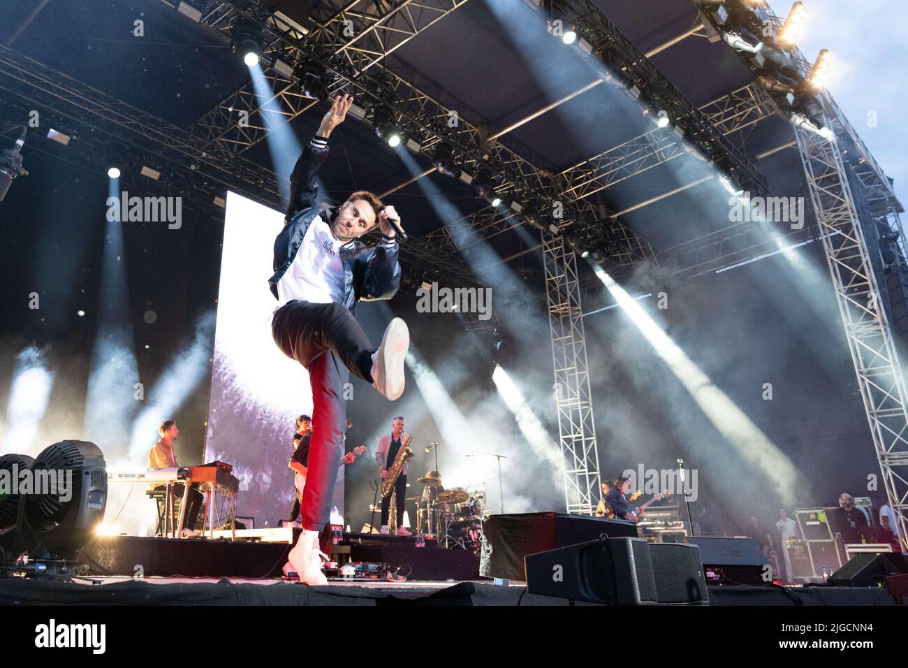 Dresden, Germany. 09th July, 2022. Singer Clueso stands on stage during ...