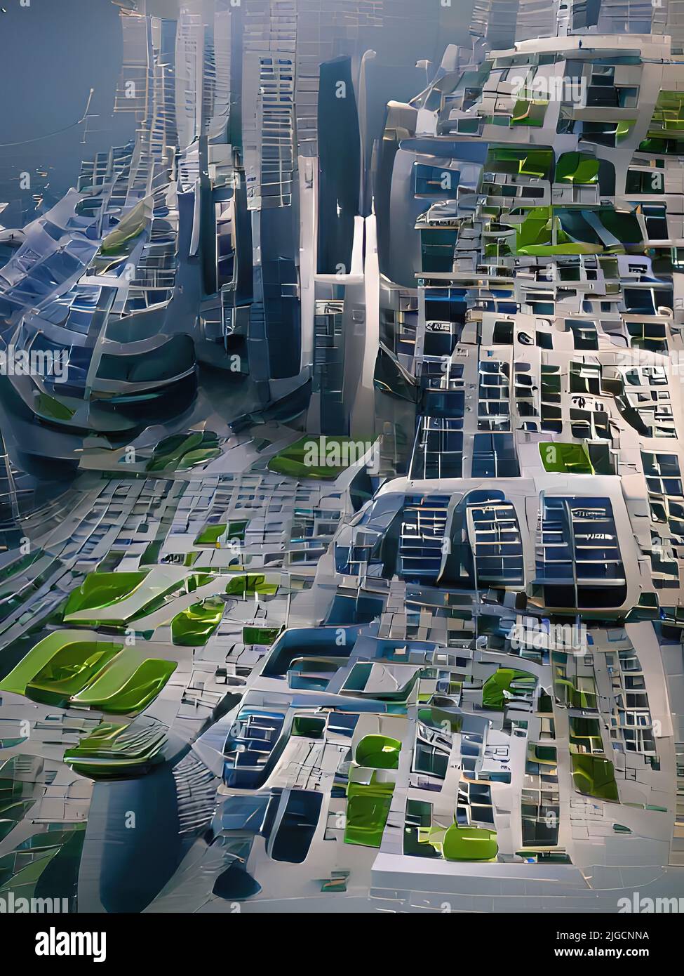 painting of a virtual city in the future Stock Photo - Alamy