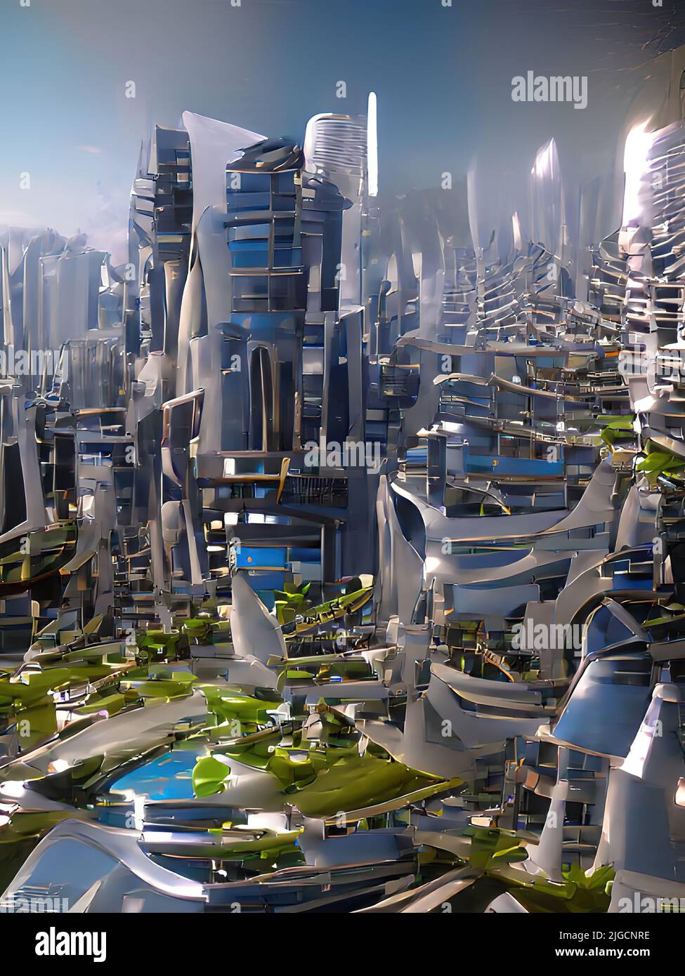 painting of a virtual city in the future Stock Photo - Alamy