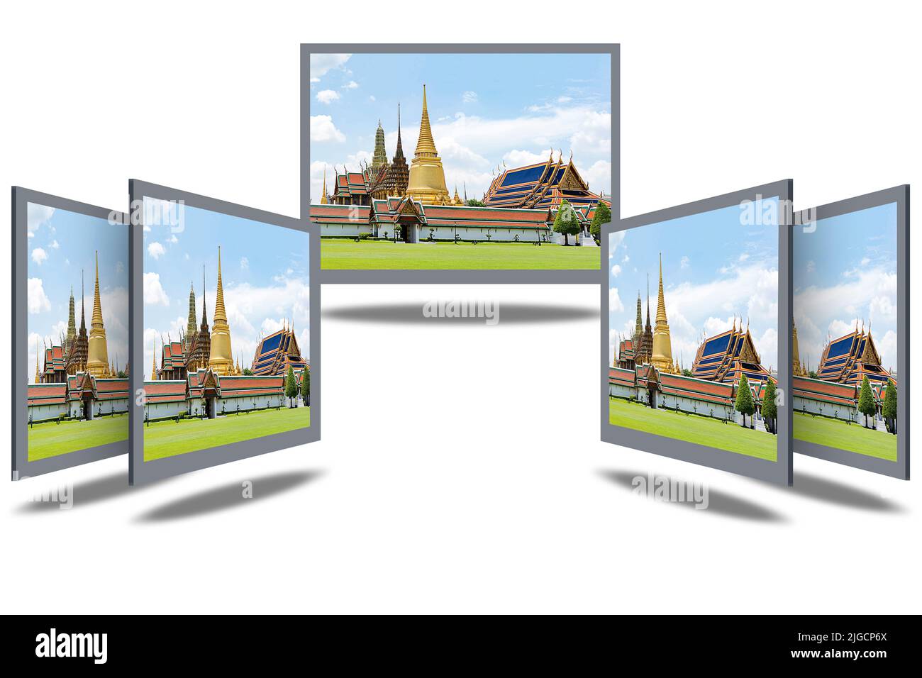 A close-up shot of 3D desktop screens isolated on white background ...