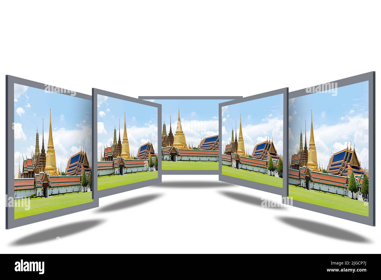 A close-up shot of 3D desktop screens isolated on white background ...