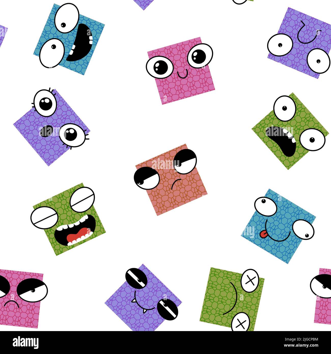 Square monsters seamless cartoon kids pattern for clothes print and ...