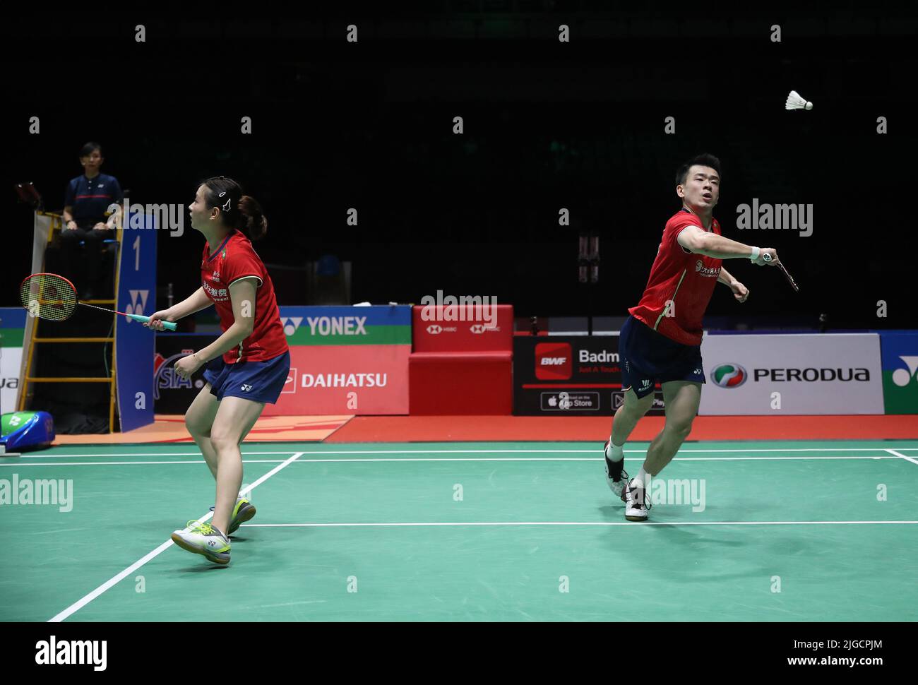 Kuala Lumpur, Malaysia. 09th July, 2022. Zheng Si Wei (R) and Huang Ya ...