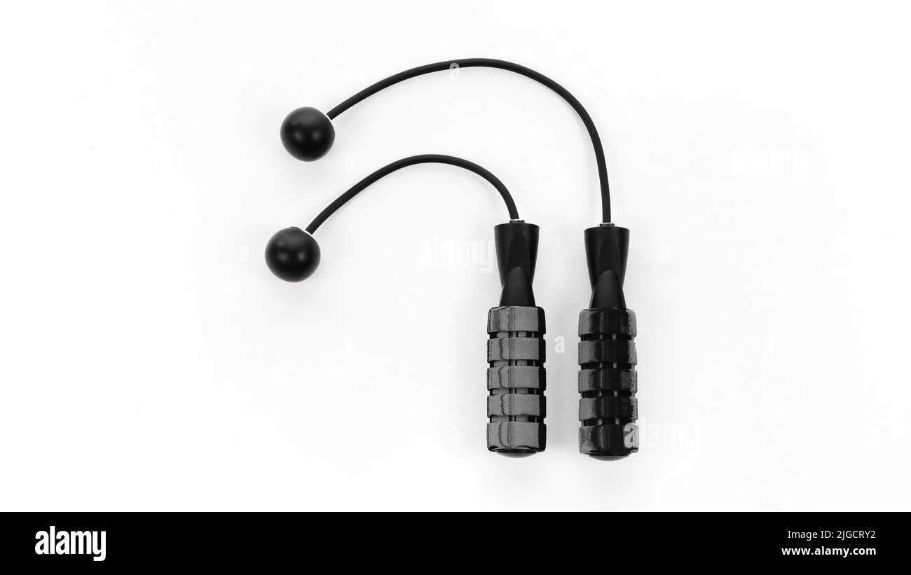 Cordless jump rope isolated on white background. Ropeless skipping rope ...