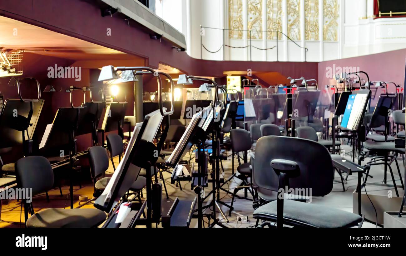 Orchestra pit of the Opera and Ballet Theatre. A break in the rehearsal ...