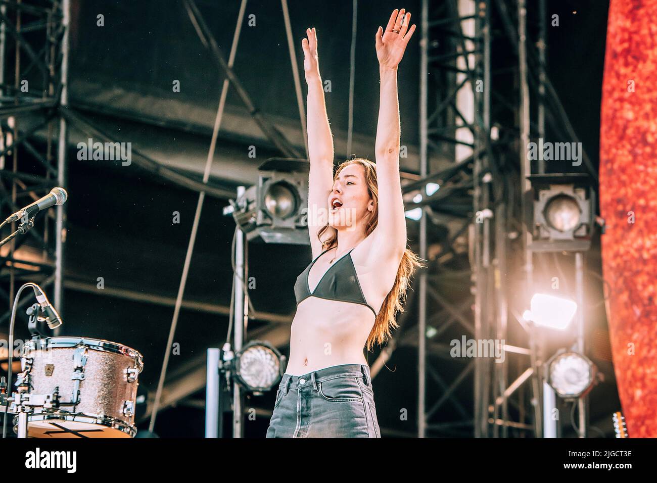Alana Haim of the band Haim performs on stage at MadCool Festival in ...