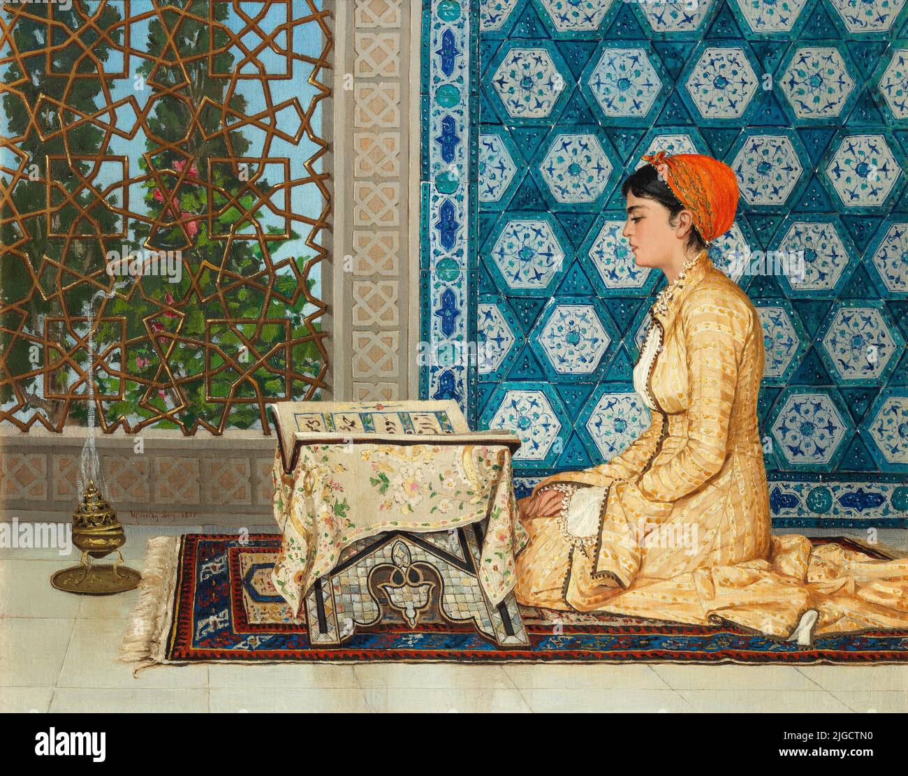 Young Woman Reading (circa 1880) painting by Osman Hamdi Bey Stock ...