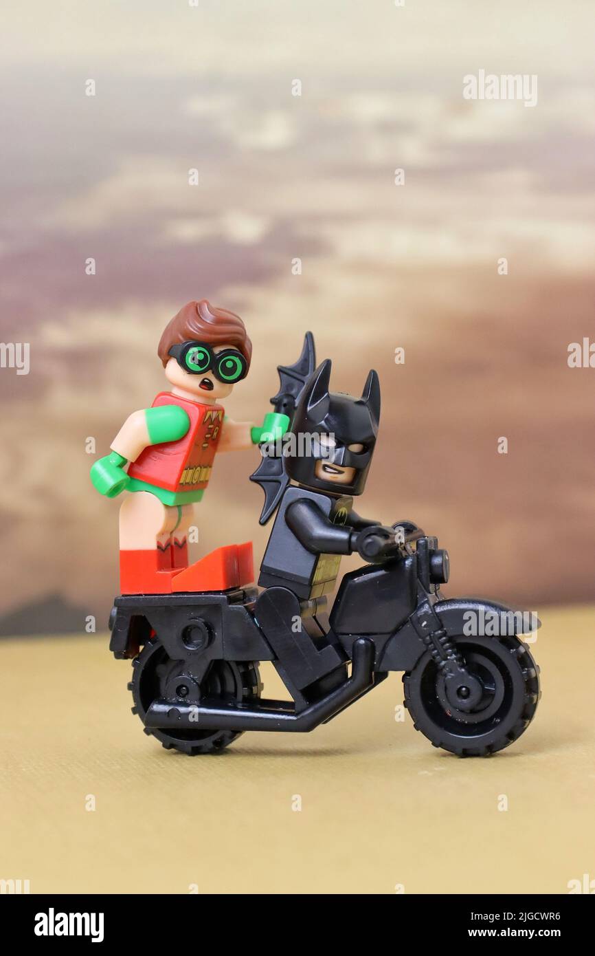 Toy characterfigures, hero males, having fun, riding a motorcycle Stock ...