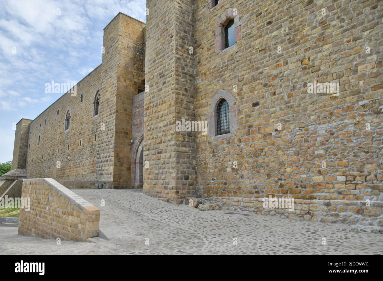 The walls of the medieval castle built by King Frederick II in a small ...
