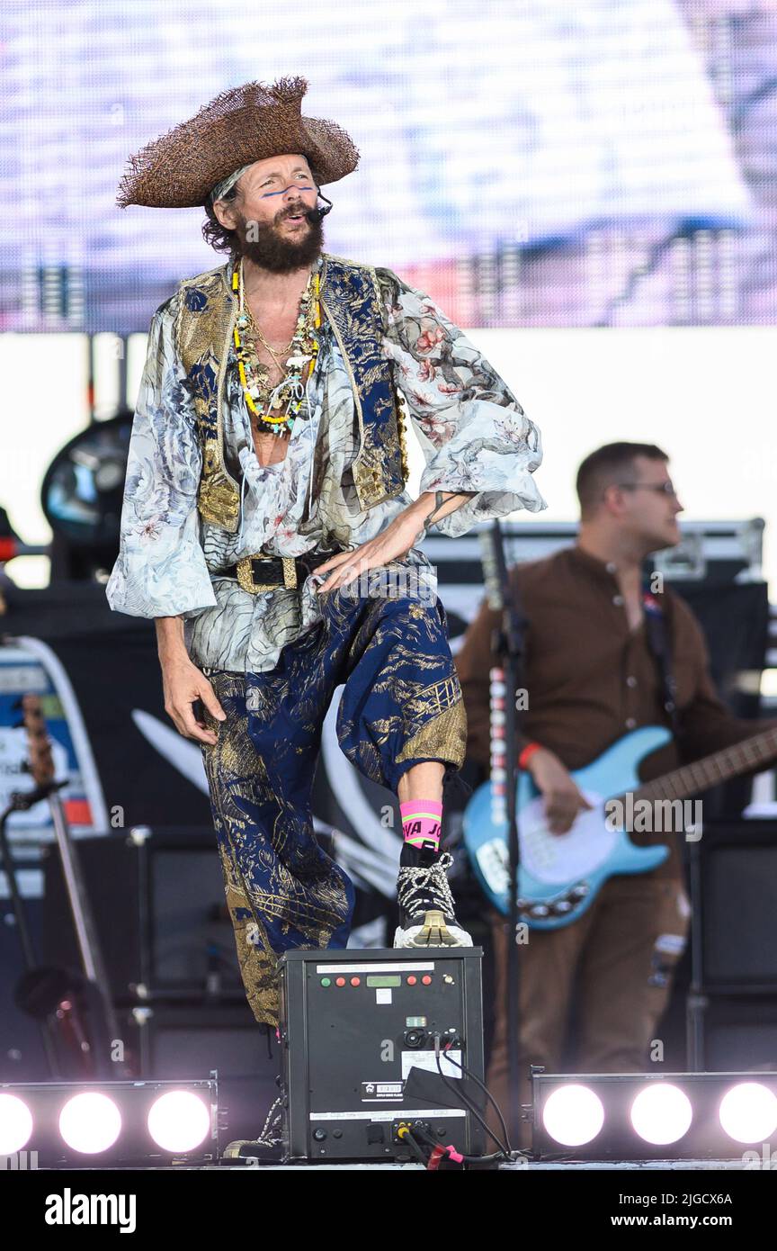 Jovanotti performing on stage during the Italian singer Music Concert ...