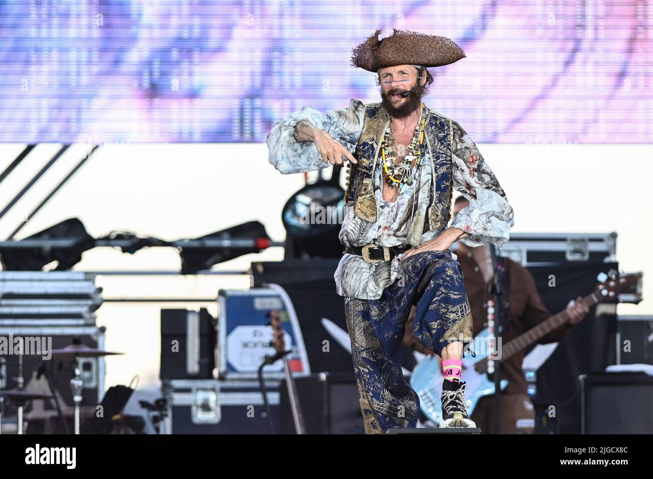 Jovanotti performing on stage during the Italian singer Music Concert ...