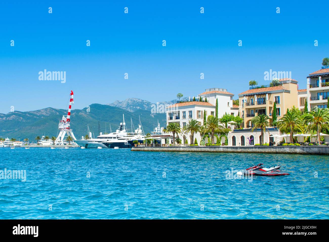 Tivat, Montenegro - June 18, 2022: Landscape of the yacht marina in ...