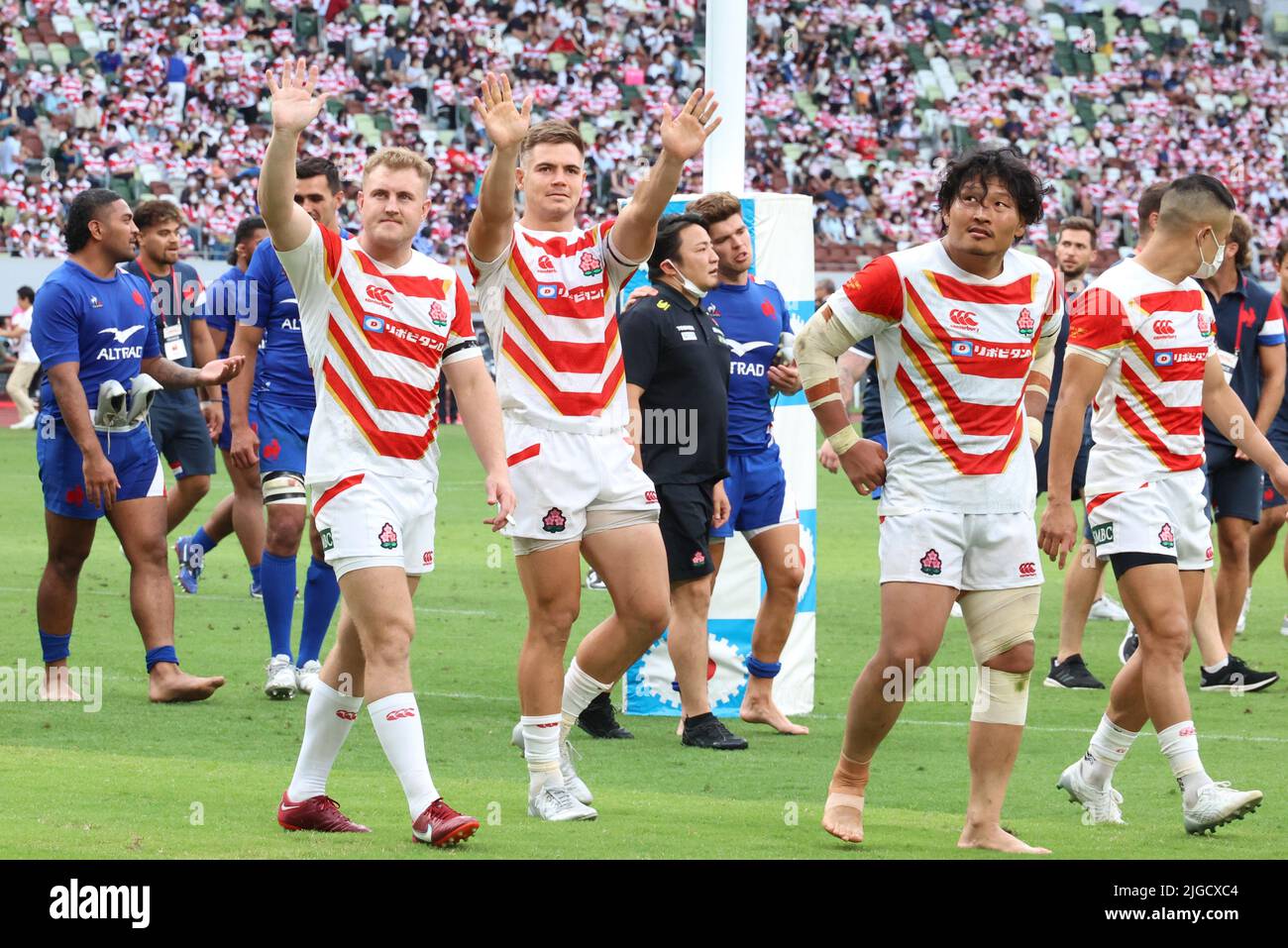 Tokyo, Japan. 9th July, 2022. (R-L) Japan's Yu Tamura, Keita Inagaki ...