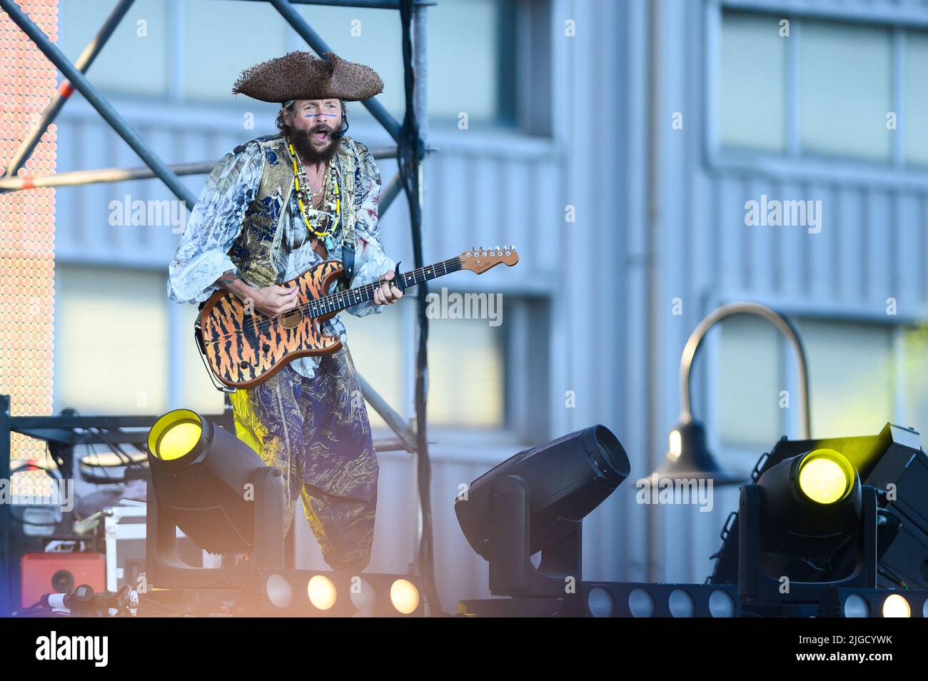 Jovanotti performing on stage during the Italian singer Music Concert ...