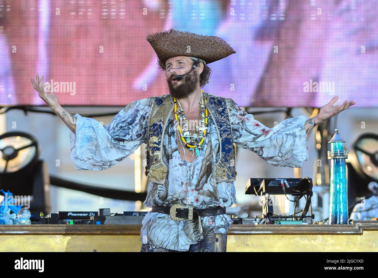 Jovanotti performing on stage during the Italian singer Music Concert ...