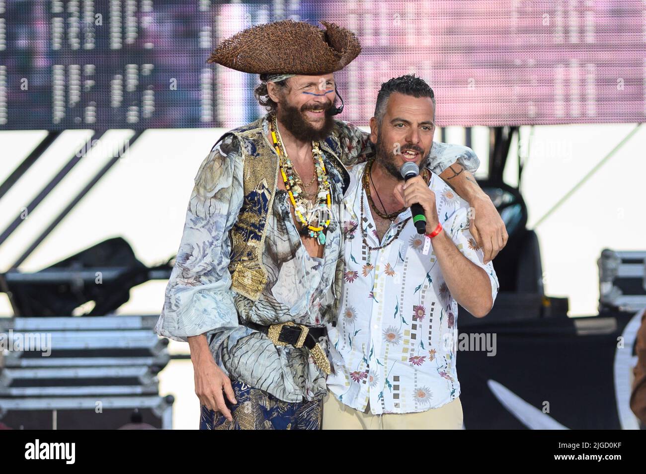 Lungomare, Marina di Ravenna, Italy, July 09, 2022, Jovanotti and Mirko ...