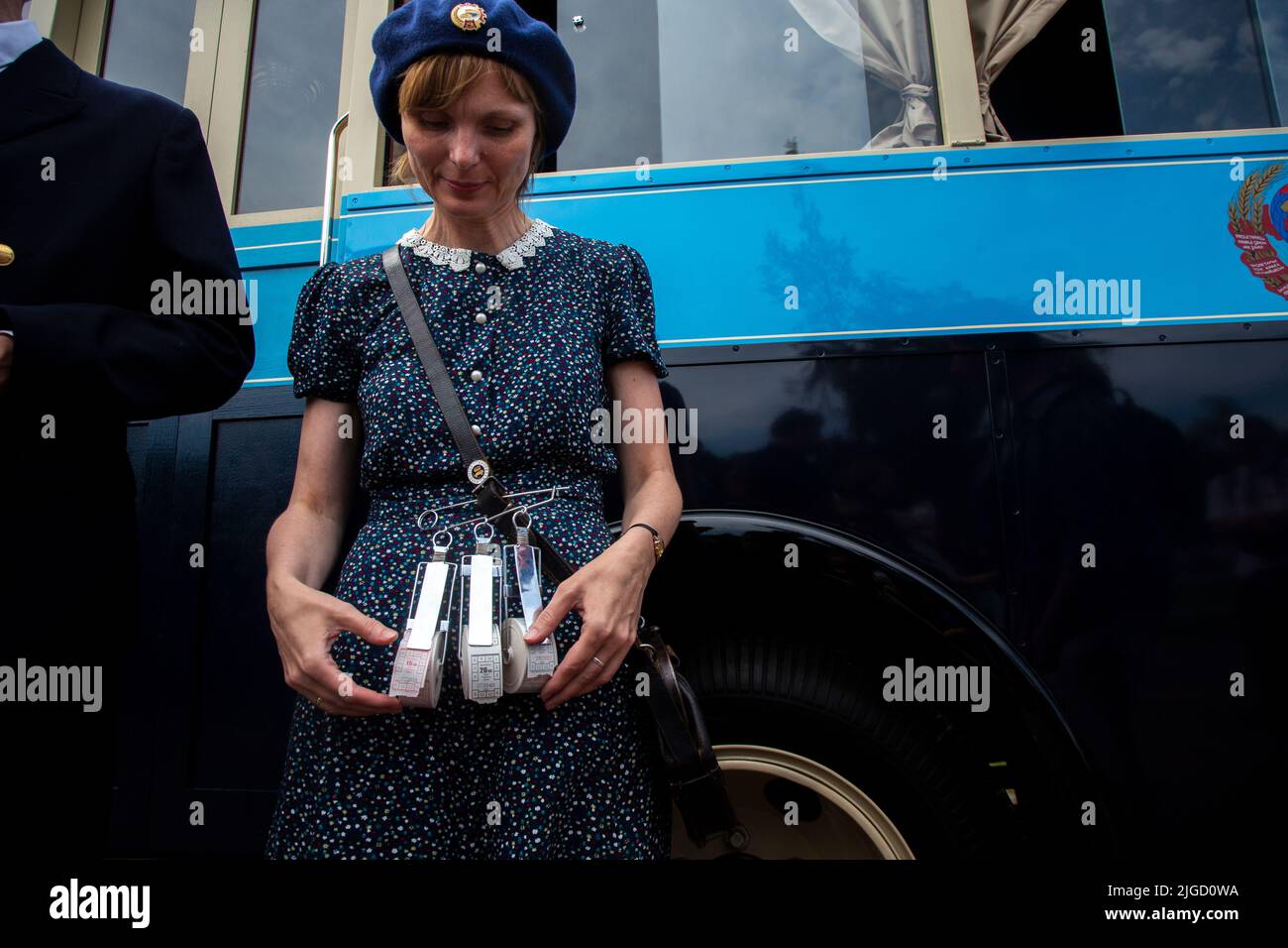 Moscow, Russia. 9th of July, 2022. Bus driver and conductor in Soviet ...