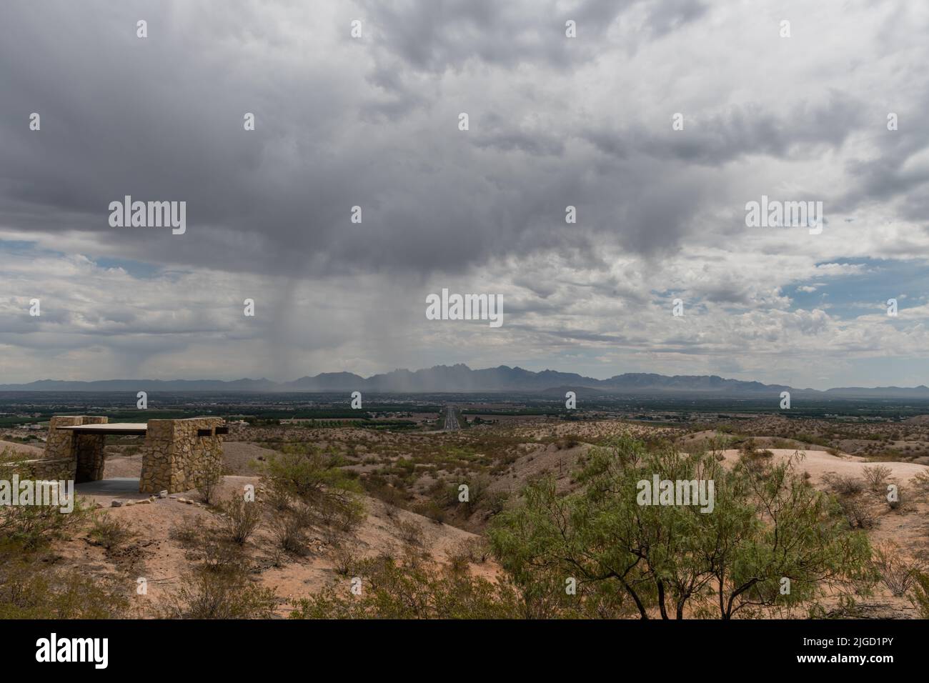 Scenic aerial Las Cruces vista under dramatic monsoonal sky, New Mexico ...
