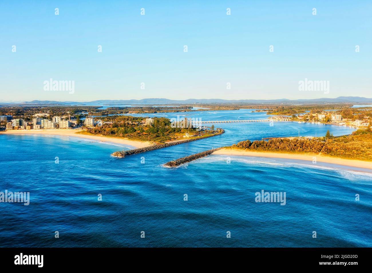 FOrster coastal town in Australia at delta of Coolongolook river from ...
