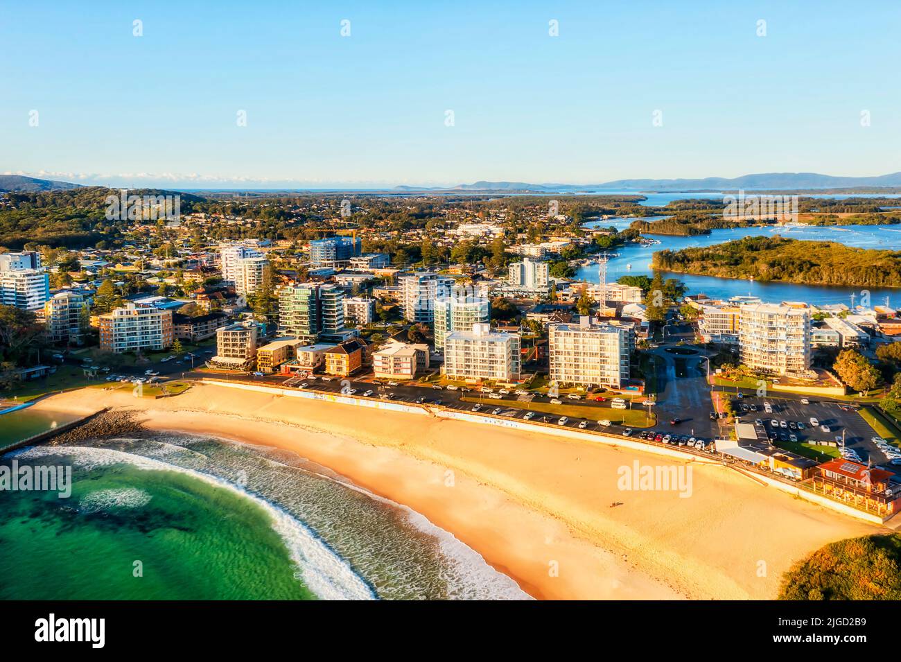 Main sandy Forster beach in Forster town of Australia - Pacific coast ...