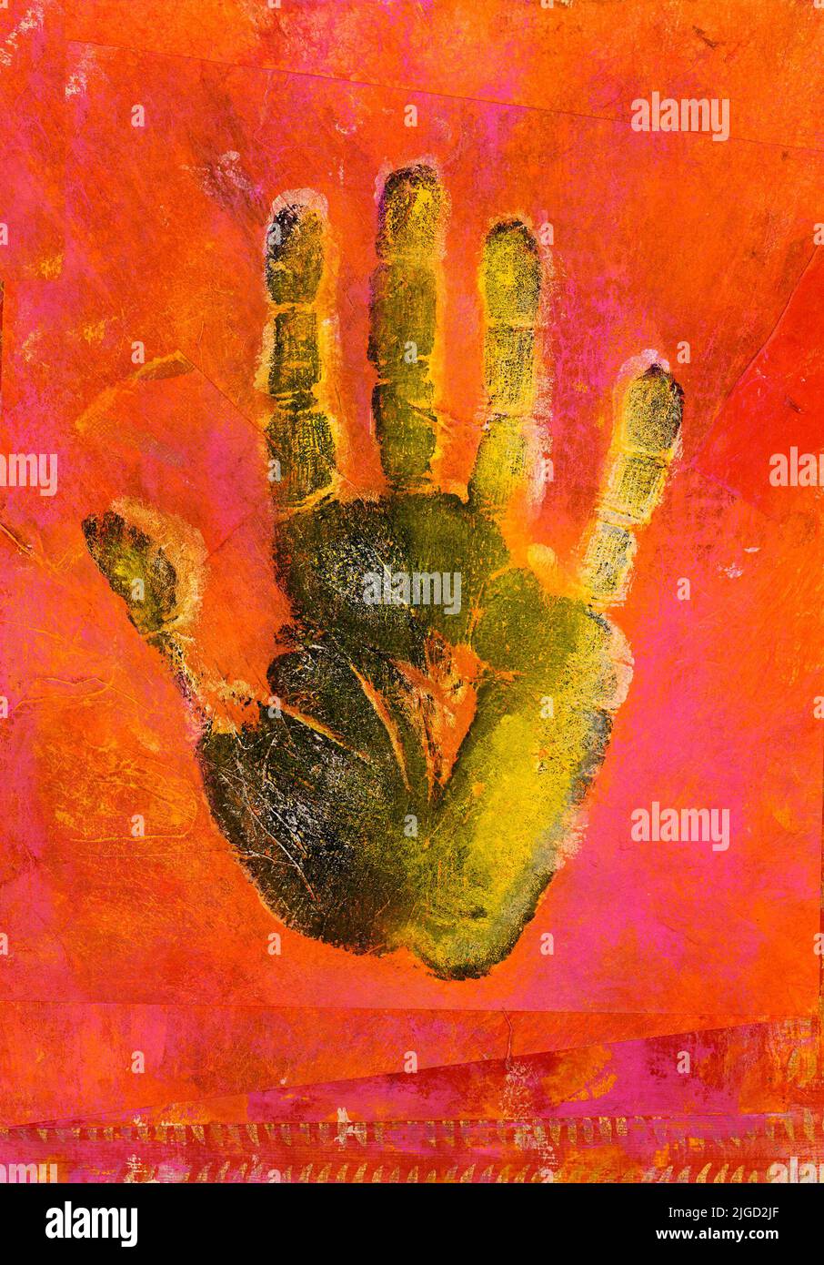 Mixed medium hand print painting Stock Photo - Alamy