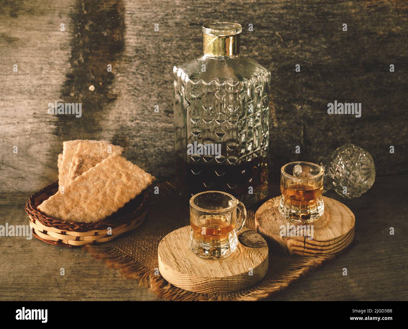 liquor glasses with cookies Stock Photo - Alamy