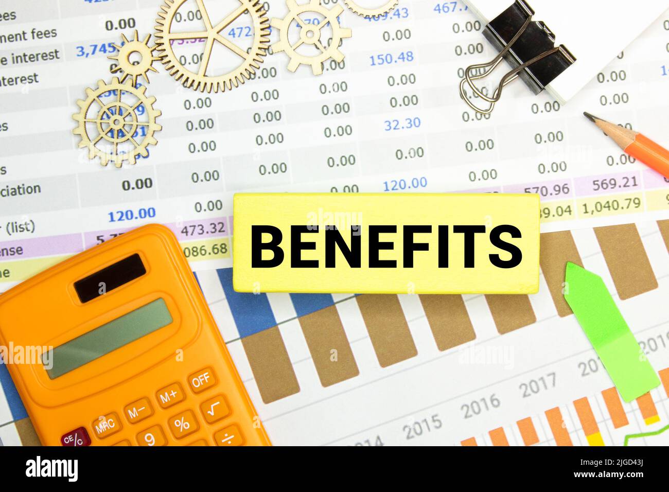 Benefits symbol. Turned a wooden cube and changed words 'benefits no ...