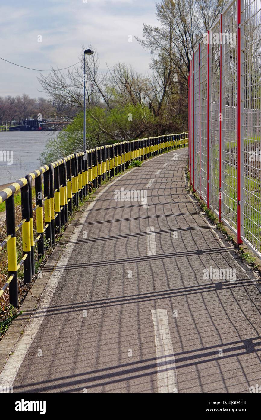 Dual lane bike path along Danube river coast Balkans Stock Photo - Alamy