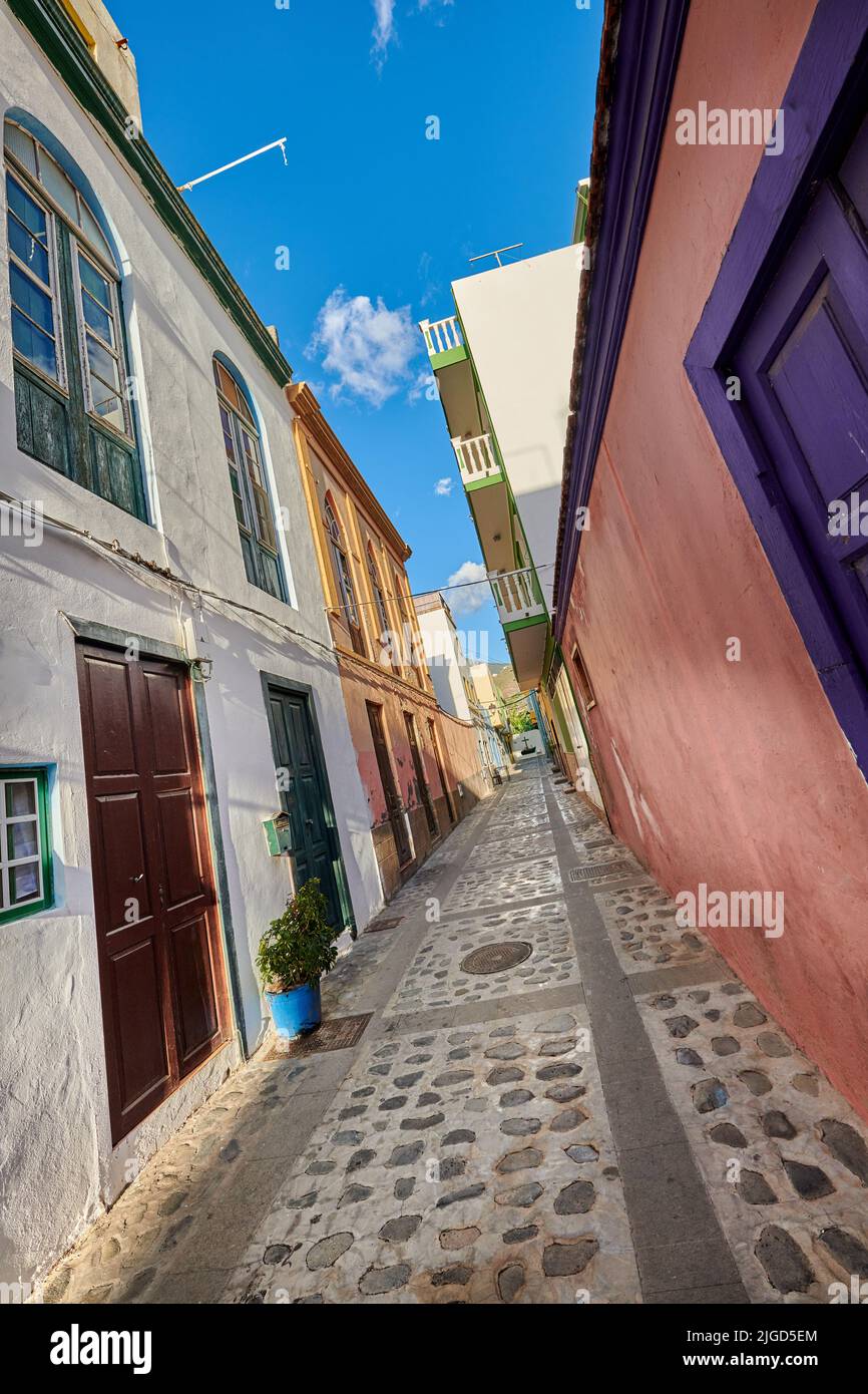 Scenic city street view of old historic houses and traditional ...