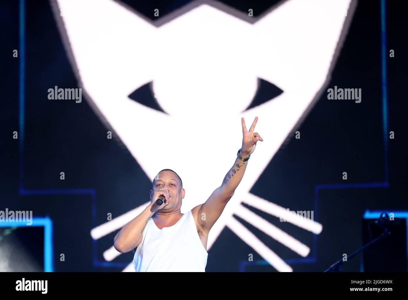 July 9, 2022, Lisbon, Portugal: Carlao lead singer of the Portuguese ...