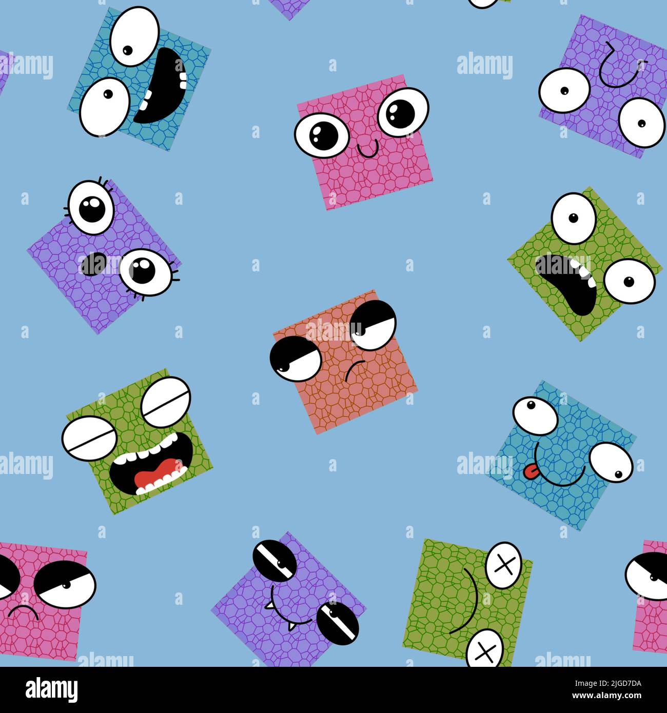 Square monsters seamless cartoon kids pattern for clothes print and ...