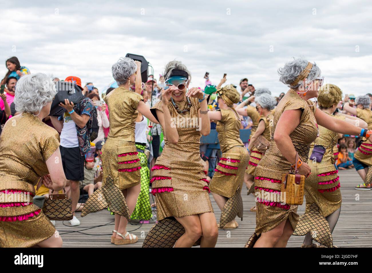 Women in "Golden Girls" costumes at the mermaid parade, NYC, 2022 Stock ...