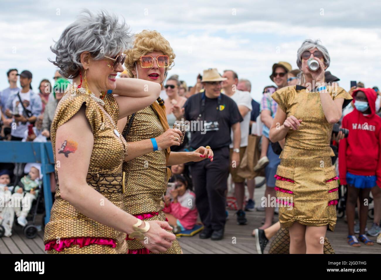 Women in "Golden Girls" costumes at the mermaid parade, NYC, 2022 Stock ...