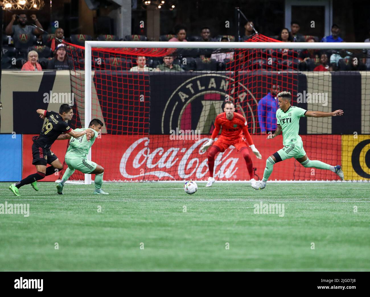 Atlanta, GA, USA. 9th July, 2022. Austin FC defender Nick Lima (24 ...