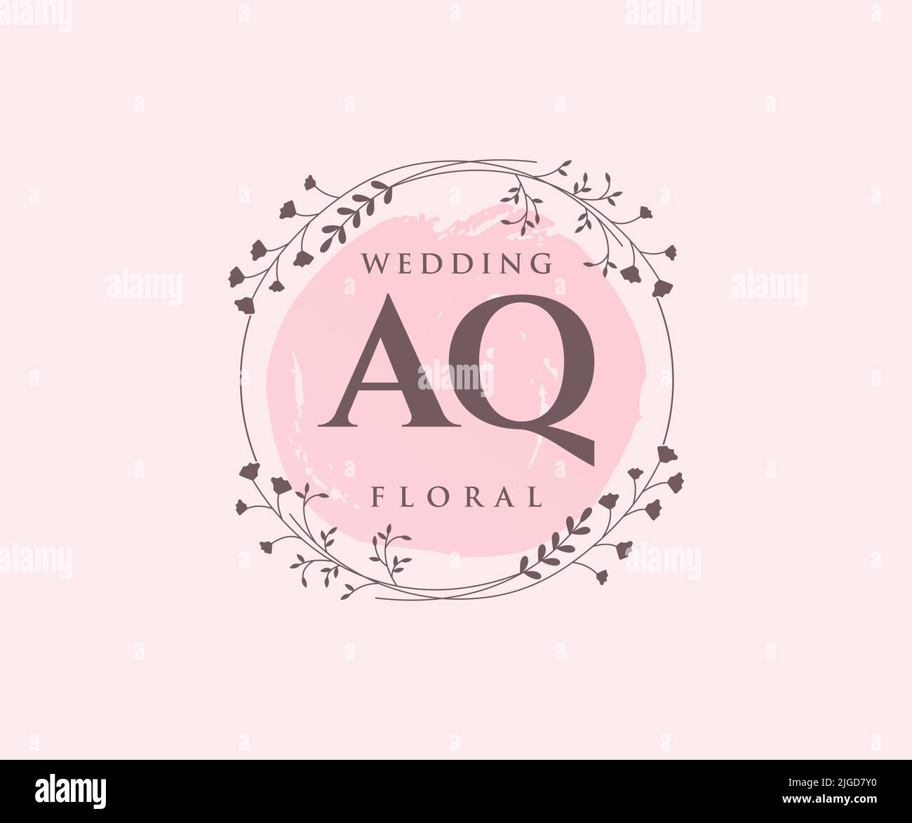 AQ Initials letter Wedding monogram logos template, hand drawn modern ...
