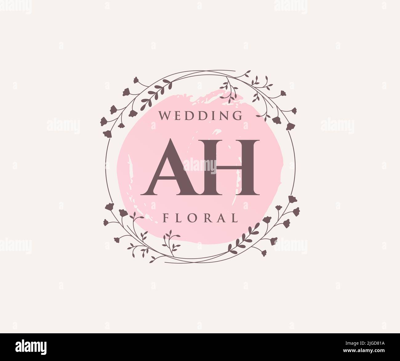AH Initials letter Wedding monogram logos template, hand drawn modern ...
