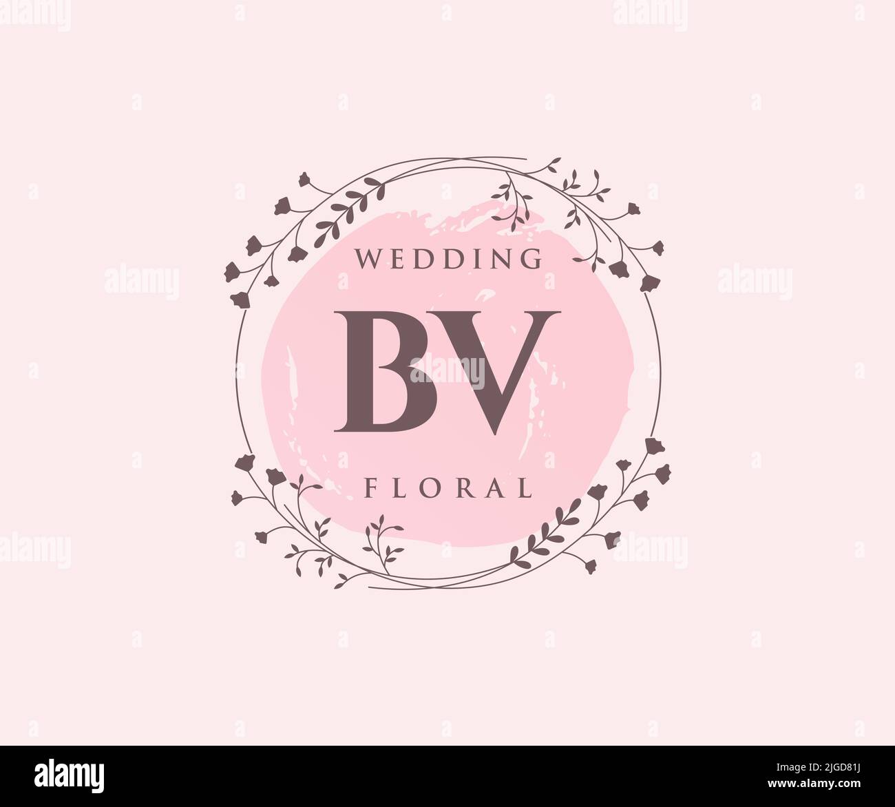 BV Initials letter Wedding monogram logos template, hand drawn modern ...